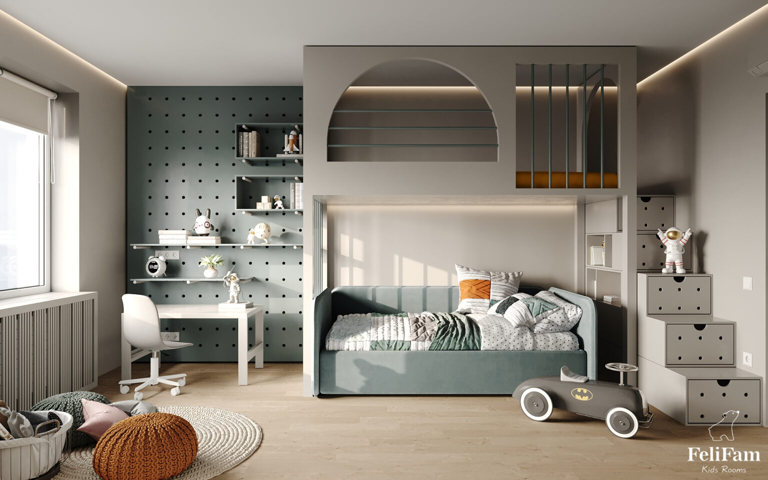 Children's room for a boy: a stylish combination of colors and ...