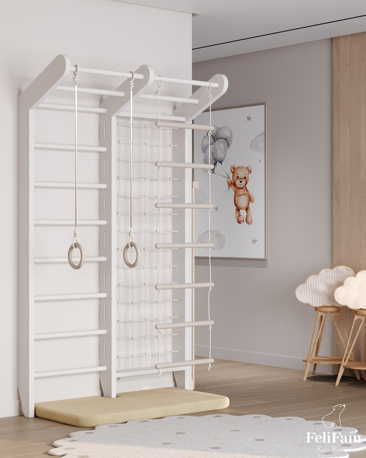 Design of a girl's room: a zone of play, learning and relaxation